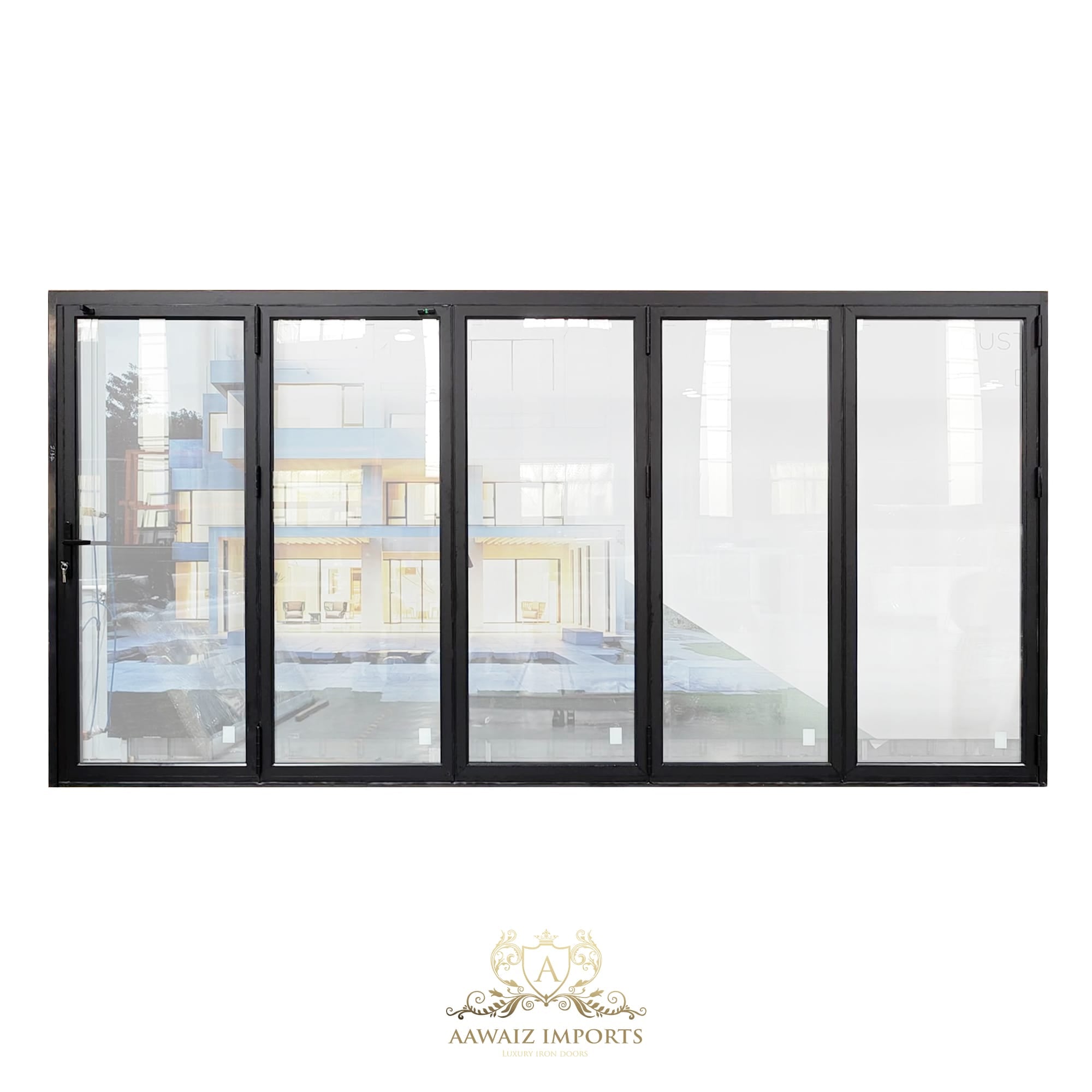 16 Ft Wide By 9 Ft Tall (192" By 108") Aluminum Bi Fold Patio Door Out