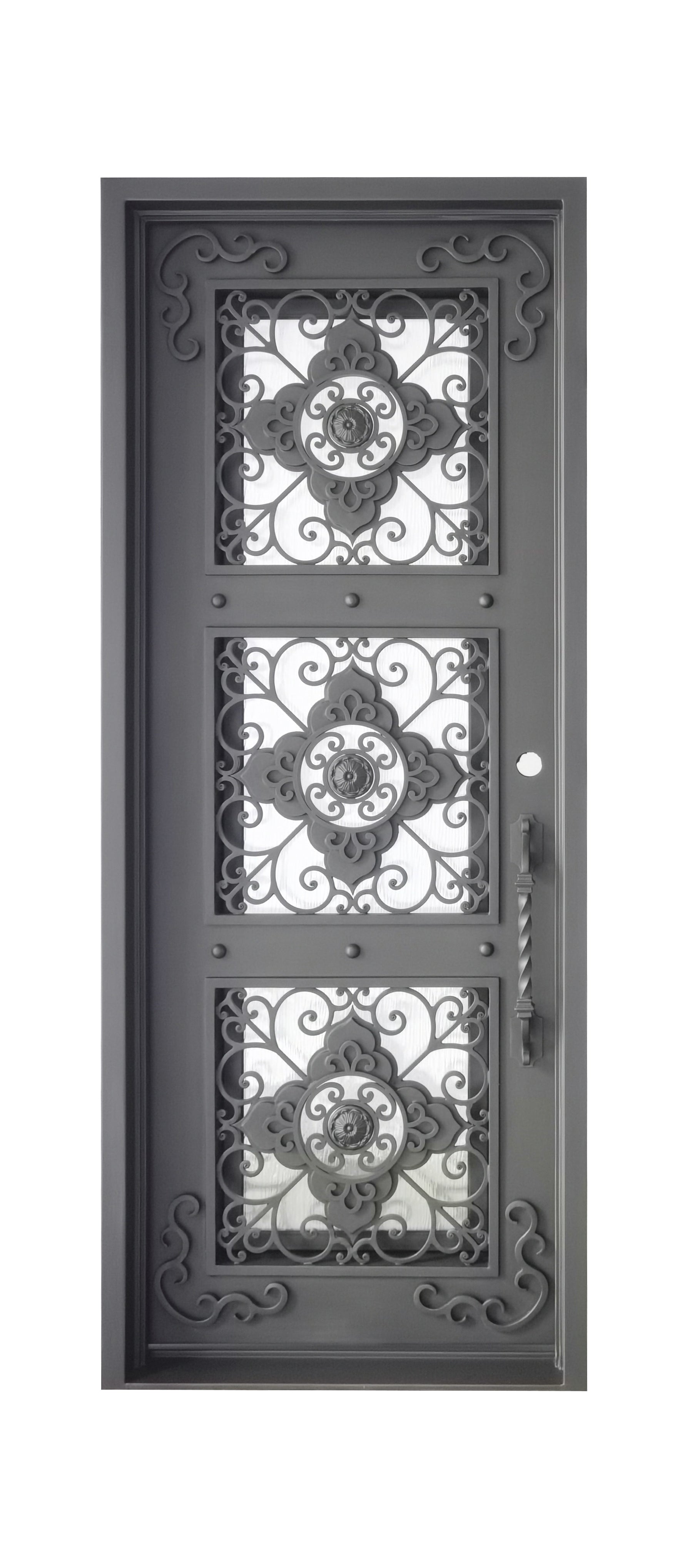 Allen Model Pre Hung Single Front Entry Wrought Iron Door With Water R