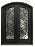 Cisco Model Double Front Entry Iron Door With Tempered Water Cube Glas